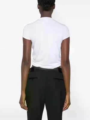 JEAN PAUL GAULTIER Ruched Jersey T-shirt With Leather Logo Tag