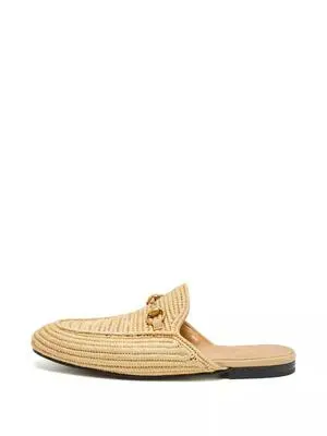 Gucci Princetown Horsebit Raffia Mules - Neutrals