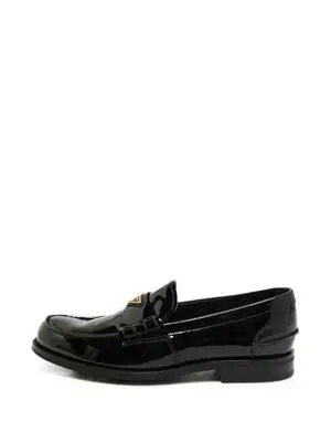 Prada Patent Logo Detail Penny Loafers