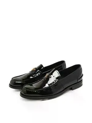 Prada Patent Logo Detail Penny Loafers