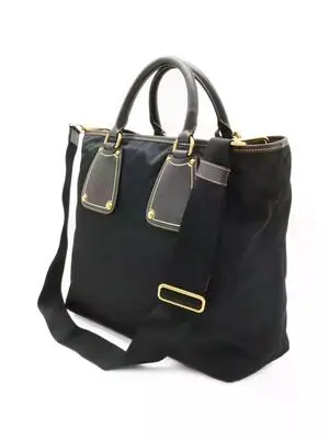 Prada 2010-2026 Saffiano Trimmed Tessuto Satchel - Black