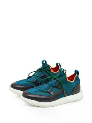 Hermès Duel Leather Panelled Sneakers - Blue