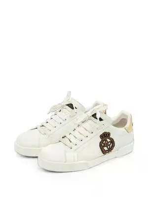 Dolce & Gabbana Portofino Crown-patch Low-top Sneakers - White