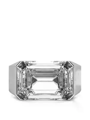 SOLO FOR DIAMONDS Emerald-cut Diamond Embellished Ring - Silver
