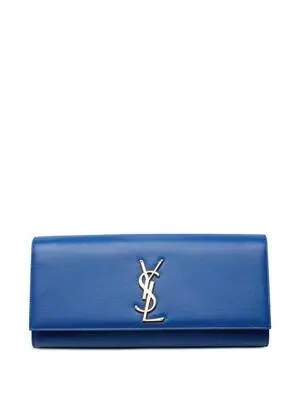 Saint Laurent 2014 Grain De Poudre Monogram Cassandre Clutch Bag - Blue