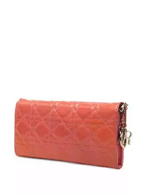 Dior Patent Cannage Lady Wallet On Chain Crossbody Bag - Pink