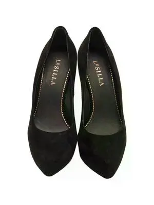 LE SILLA Suede Almond Toe Platform Stiletto Pumps - Black