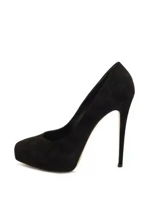 LE SILLA Suede Almond Toe Platform Stiletto Pumps - Black