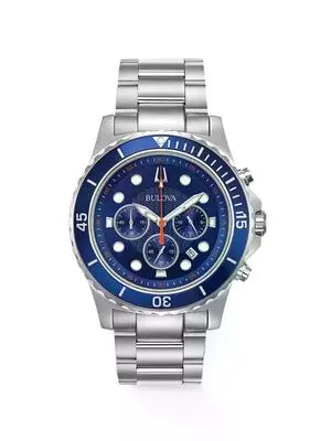 Bulova Chronograph Watch With Dial And Link Bracelet - Blue