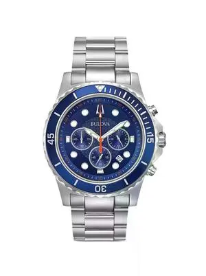 Bulova Chronograph Watch With Dial And Link Bracelet - Blue