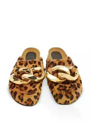 JW Anderson Leopard-print Chain-link Mules - Brown