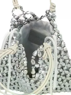 Staud Karla Crystal Embellished Clutch Bag - Silver