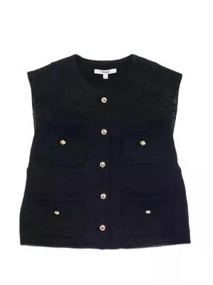 Maje Sleeveless Tweed Vest With Gold-tone Hardware