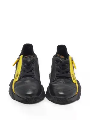 Fendi Flow Ff Leather-trim Low-top Sneakers - Black