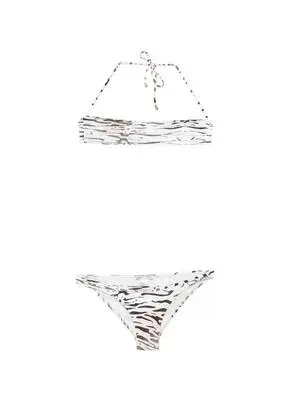 Balmain Tiger-print Halterneck Bikini