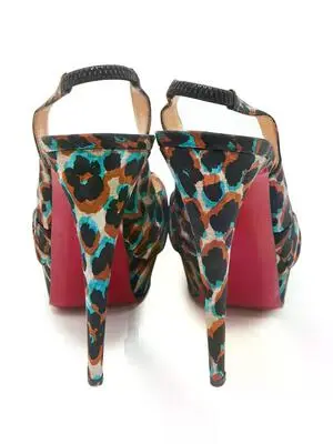 CHRISTIAN LOUBOUTIN Leopard Print Peep Toe Slingback Platform Pumps
