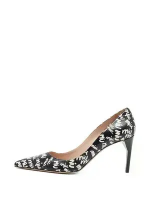 Miu Miu Printed Leather Pointed Toe Stiletto Pumps
