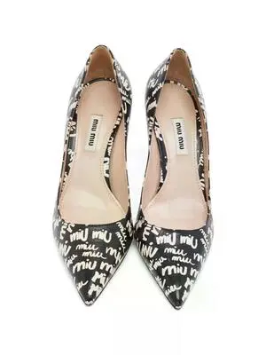 Miu Miu Printed Leather Pointed Toe Stiletto Pumps