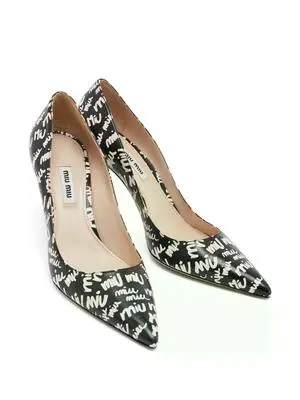 Miu Miu Printed Leather Pointed Toe Stiletto Pumps