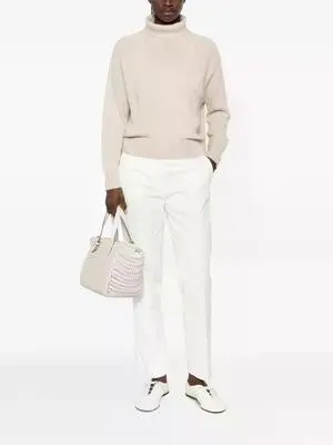 BEYOU Ribbed Knit Turtleneck Sweater - Neutrals