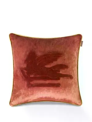 Etro Embroidered Pegaso Velvet Cushion - Red