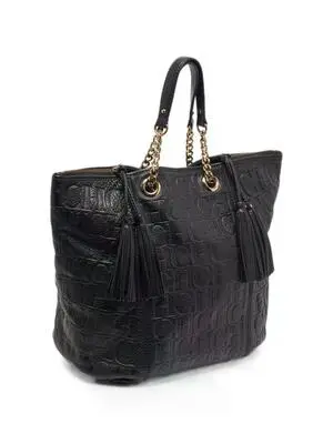 Carolina Herrera Monogram-embossed Tassel Tote Bag