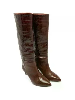 Paris Texas Croc-embossed Leather Knee High Boots