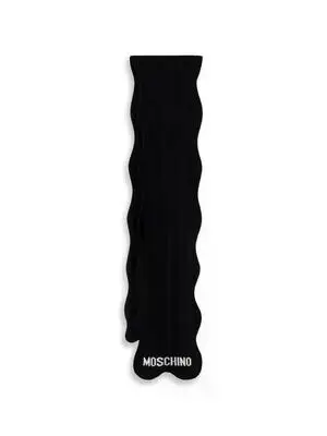 Moschino Logo-knit Wavy-edge Scarf - Black