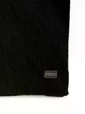 Barbour Sweeper Legacy Logo-patch Scarf And Beanie Hat Set - Black