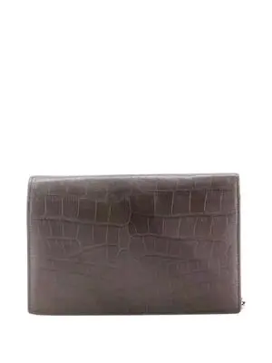 Saint Laurent Classic Monogram Wallet On Chain Crocodile Embossed Leather Small Crossbody Bag