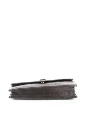 Saint Laurent Classic Monogram Wallet On Chain Crocodile Embossed Leather Small Crossbody Bag