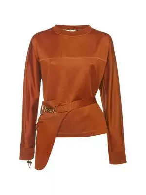Fendi Fine Knit Belted Crewneck Sweatshirt