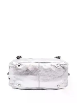 Versace Metallic Leather Shoulder Bag - Silver