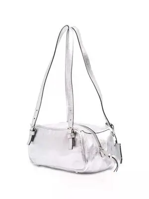 Versace Metallic Leather Shoulder Bag - Silver