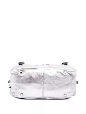 Versace Metallic Leather Shoulder Bag - Silver