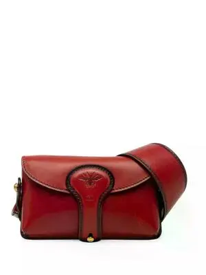 Dior Mini Leather D Bee Saddle Bag - Red