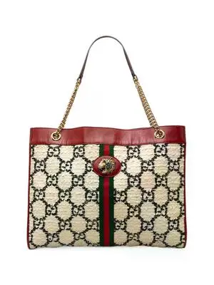Gucci Large Gg Tweed Web Rajah Tote Bag - White