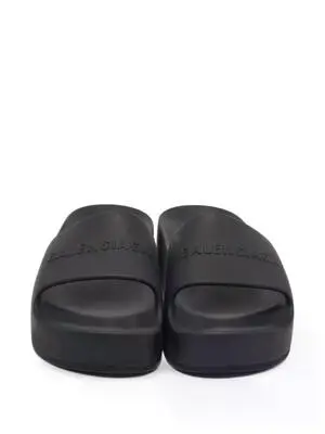 Balenciaga Logo Chunky Pool Slides - Black