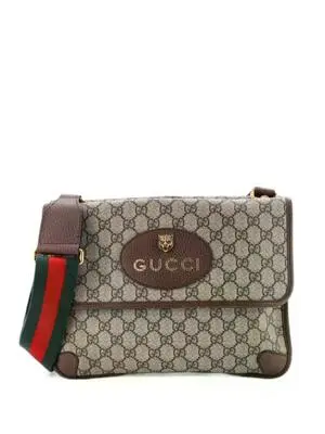 Gucci Neo Vintage Flap Messenger Gg Coated Canvas Medium Crossbody Bag - Brown