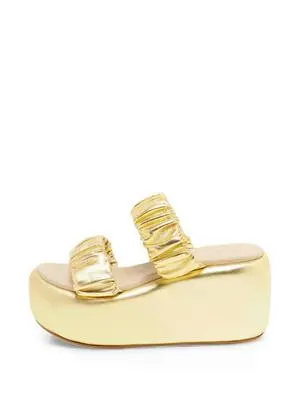 LE SILLA Ruched Platform Sandals In -tone Metallic Leather