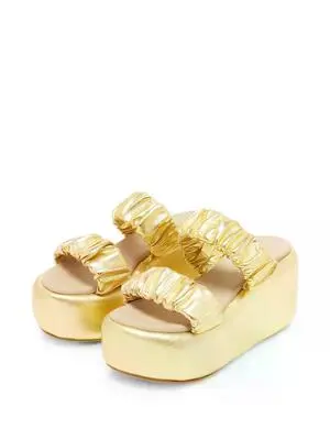 LE SILLA Ruched Platform Sandals In -tone Metallic Leather
