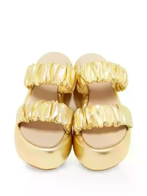 LE SILLA Ruched Platform Sandals In -tone Metallic Leather