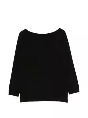 Alpha Studio ALPHA STUDIO Boat Neck Fine Knit Long Sleeve Sweater Black