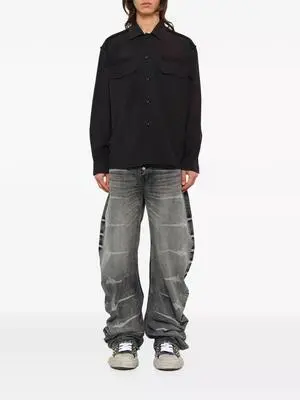 Undercover Ribbed-panel Chest-pocket Shirt