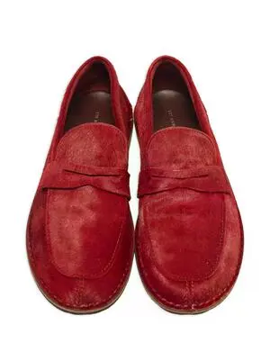 THE ROW Calf Hair Penny Strap Loafers - Red