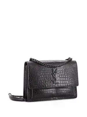 Saint Laurent Crocodile Embossed Leather Medium Crossbody Bag