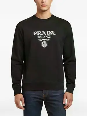 Prada Intarsia Logo Crew Neck Sweater