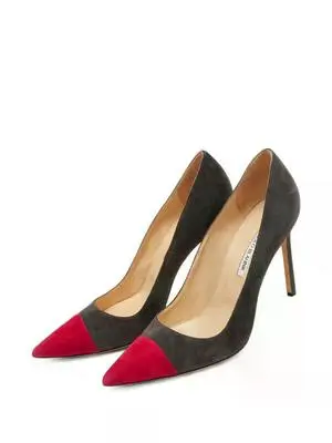 Manolo Blahnik Bipunta Suede Pointed Toe Stiletto Heel Pumps