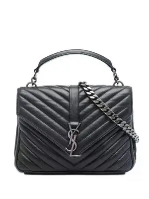 Saint Laurent 2016 Medium Chevron Sheepskin Monogram College Satchel