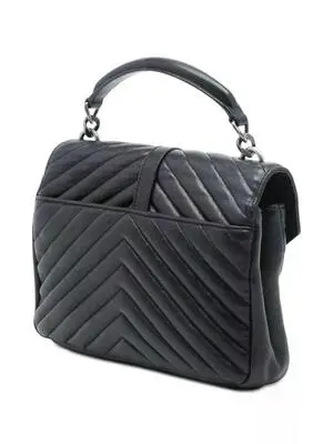 Saint Laurent 2016 Medium Chevron Sheepskin Monogram College Satchel